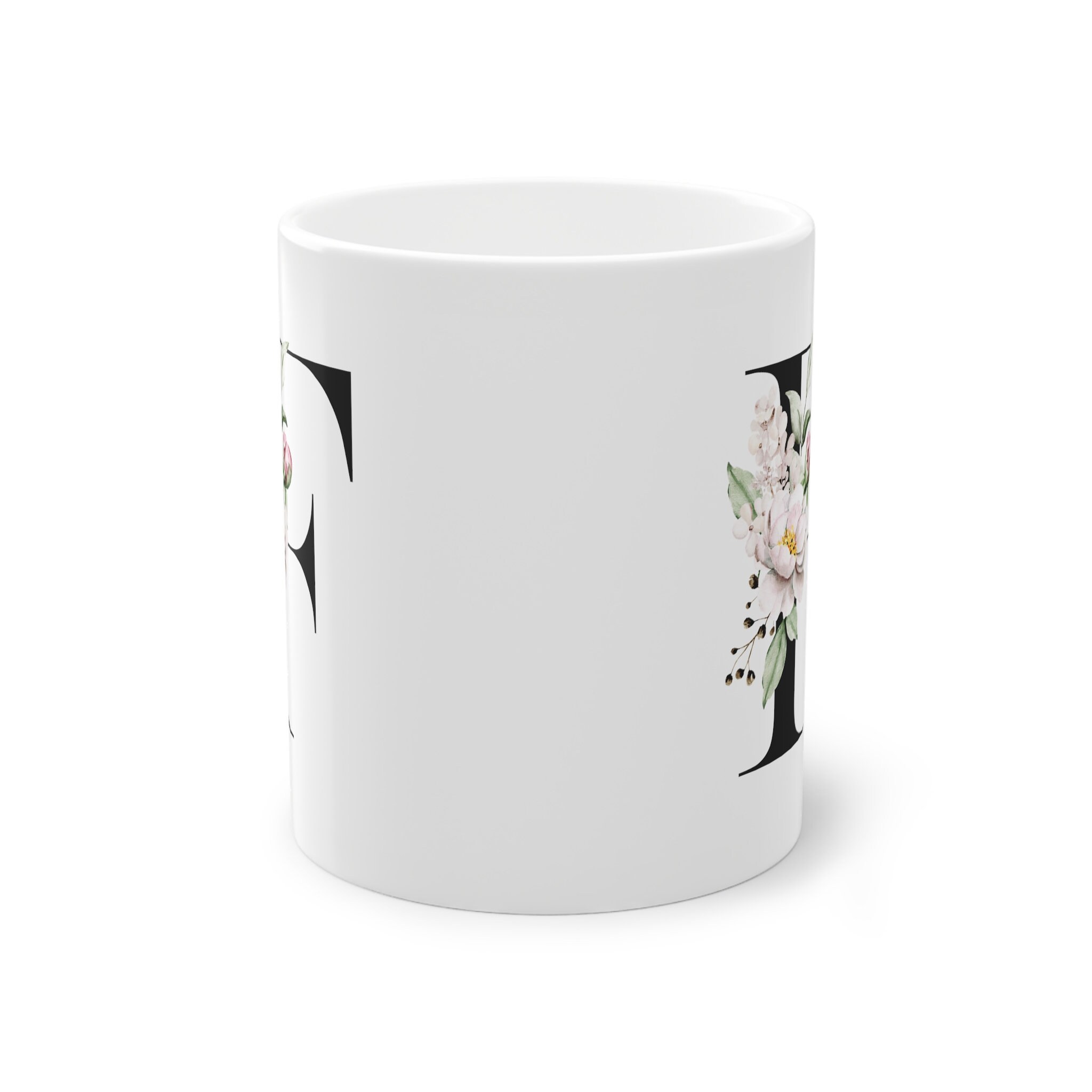 Cup With Letter Personalized With Initial Letter Ceramic Flowers ...