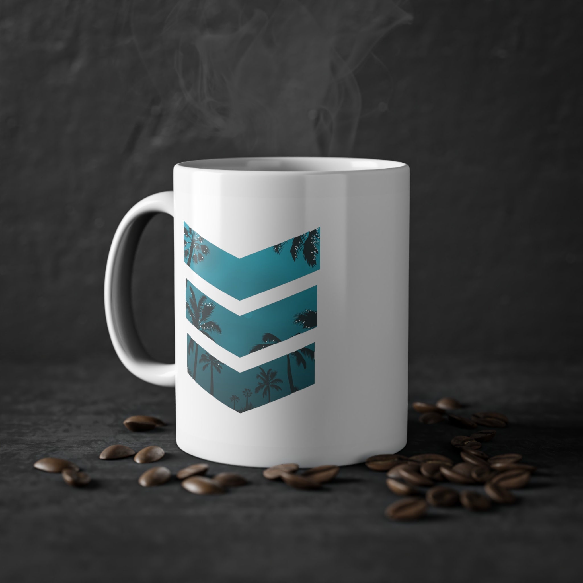 Retro Leafs Coffee Mug 11oz Mug, Minimalist Coffee Mug, Retro Mug, Gift ...