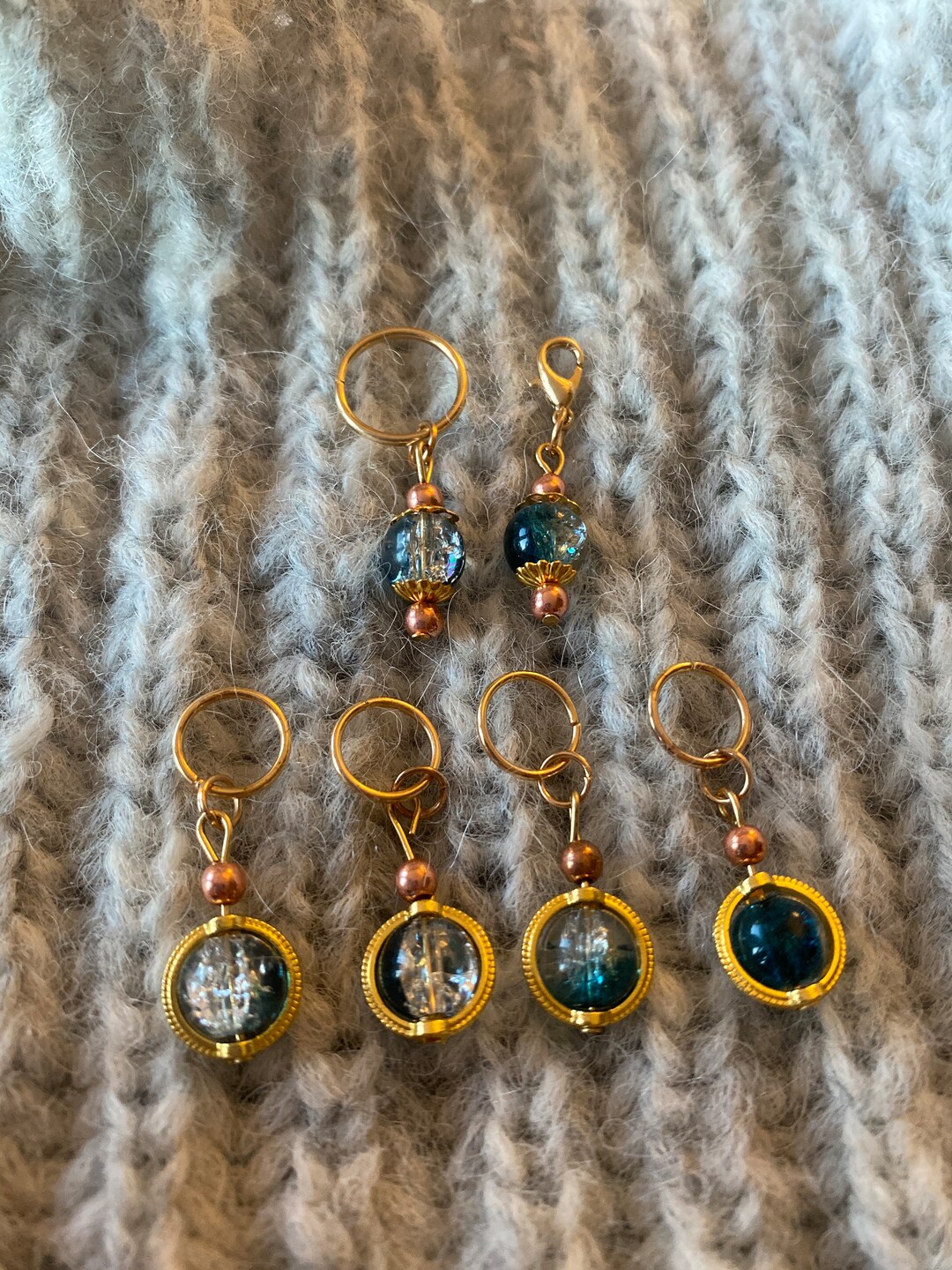 Blue Bead Stitch Marker Set - Etsy