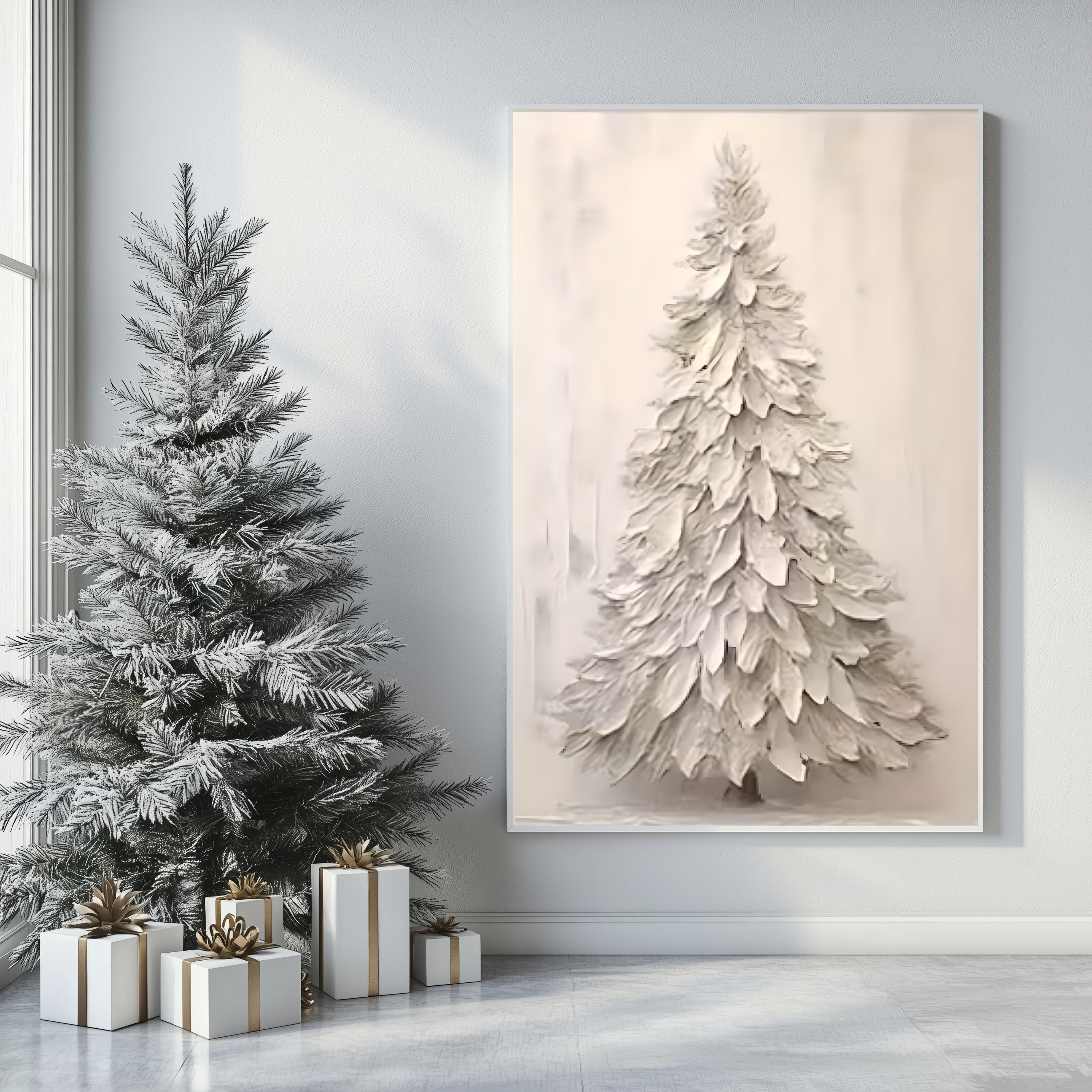 White Textured Christmas Tree Wall Art • Scandinavian Holiday Decor ...