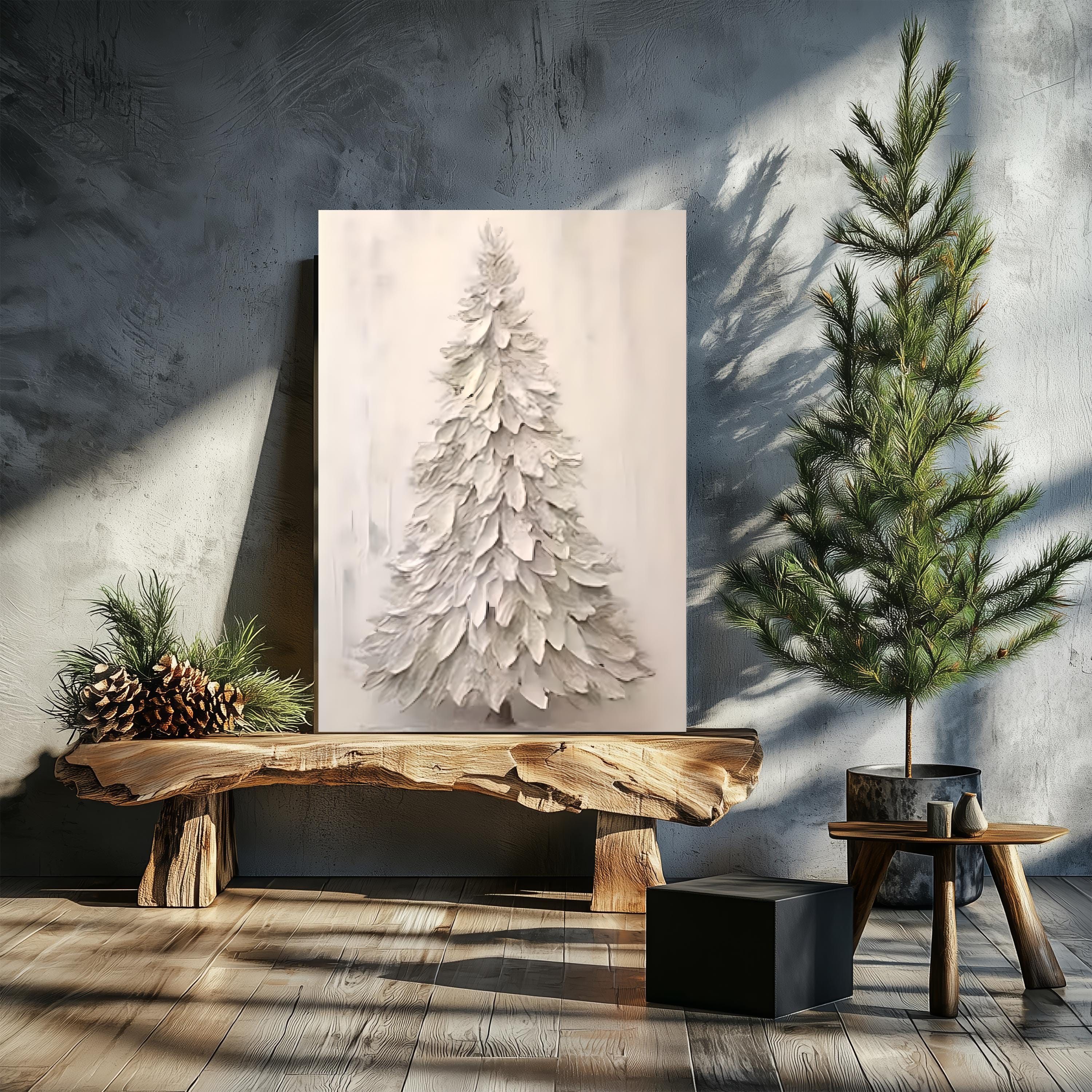 White Textured Christmas Tree Wall Art • Scandinavian Holiday Decor ...