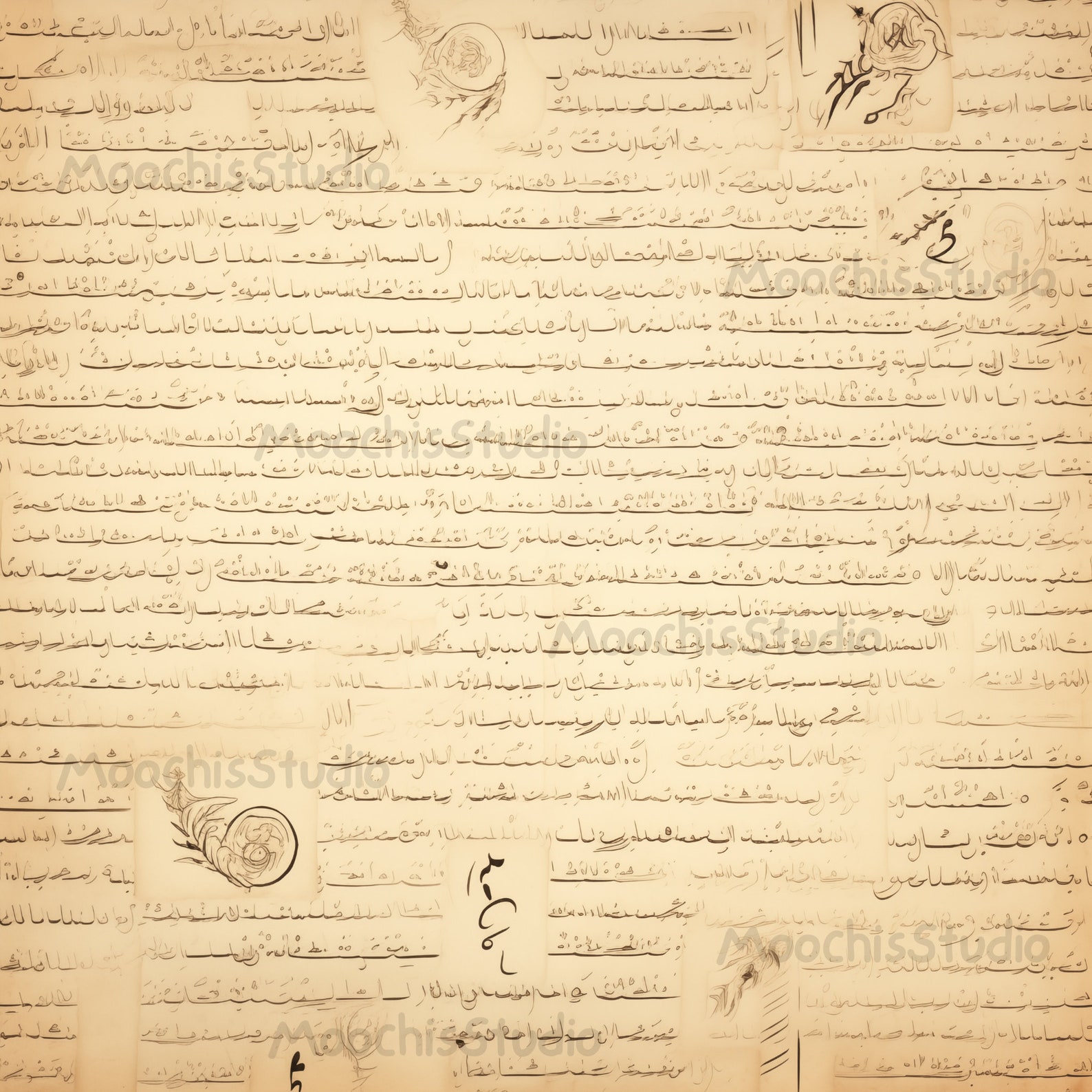 Arabic Ancient Written Text Vintage Papers Antique Old Calligraphy ...