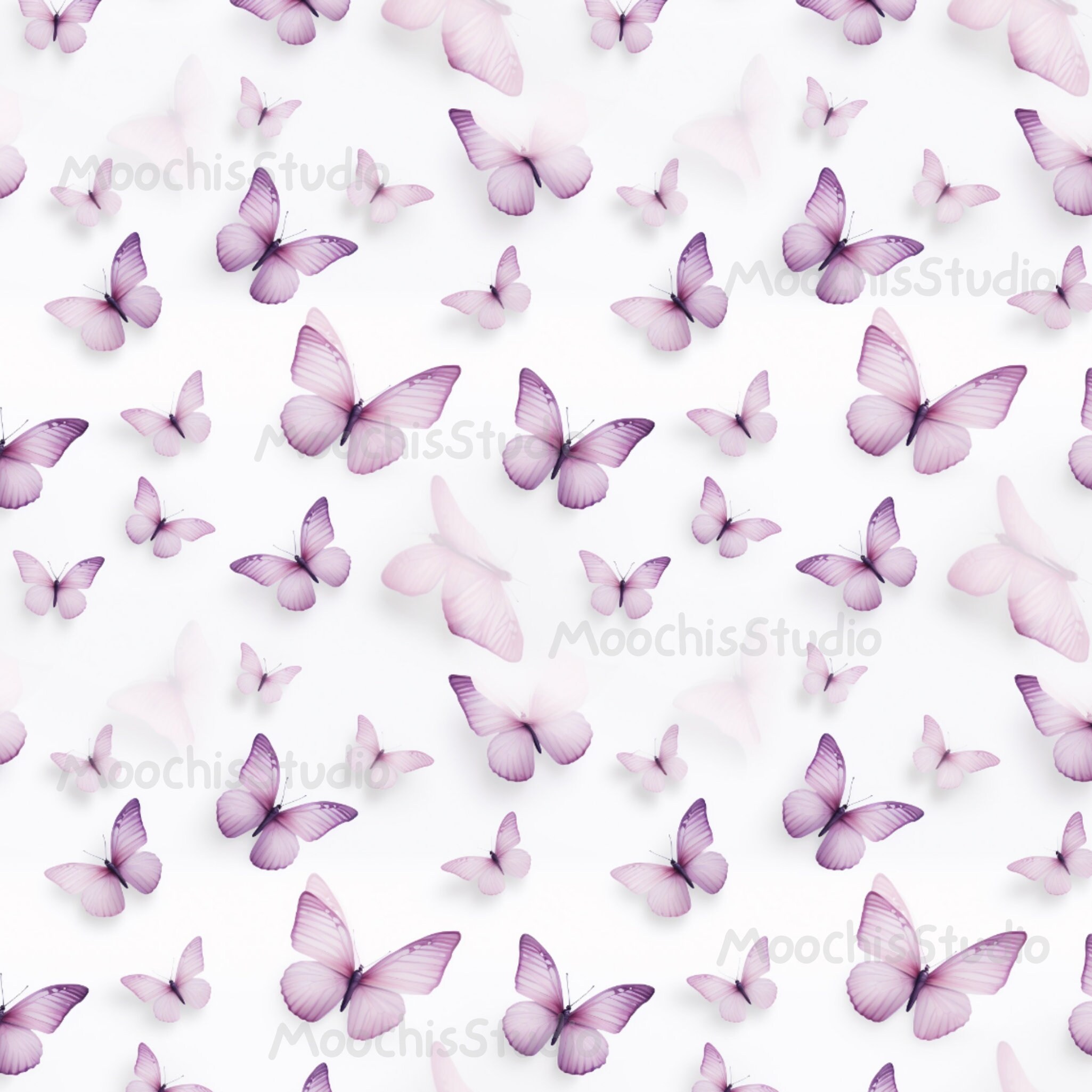 Purple Butterfly Seamless Patterns Light White Background Clipart ...