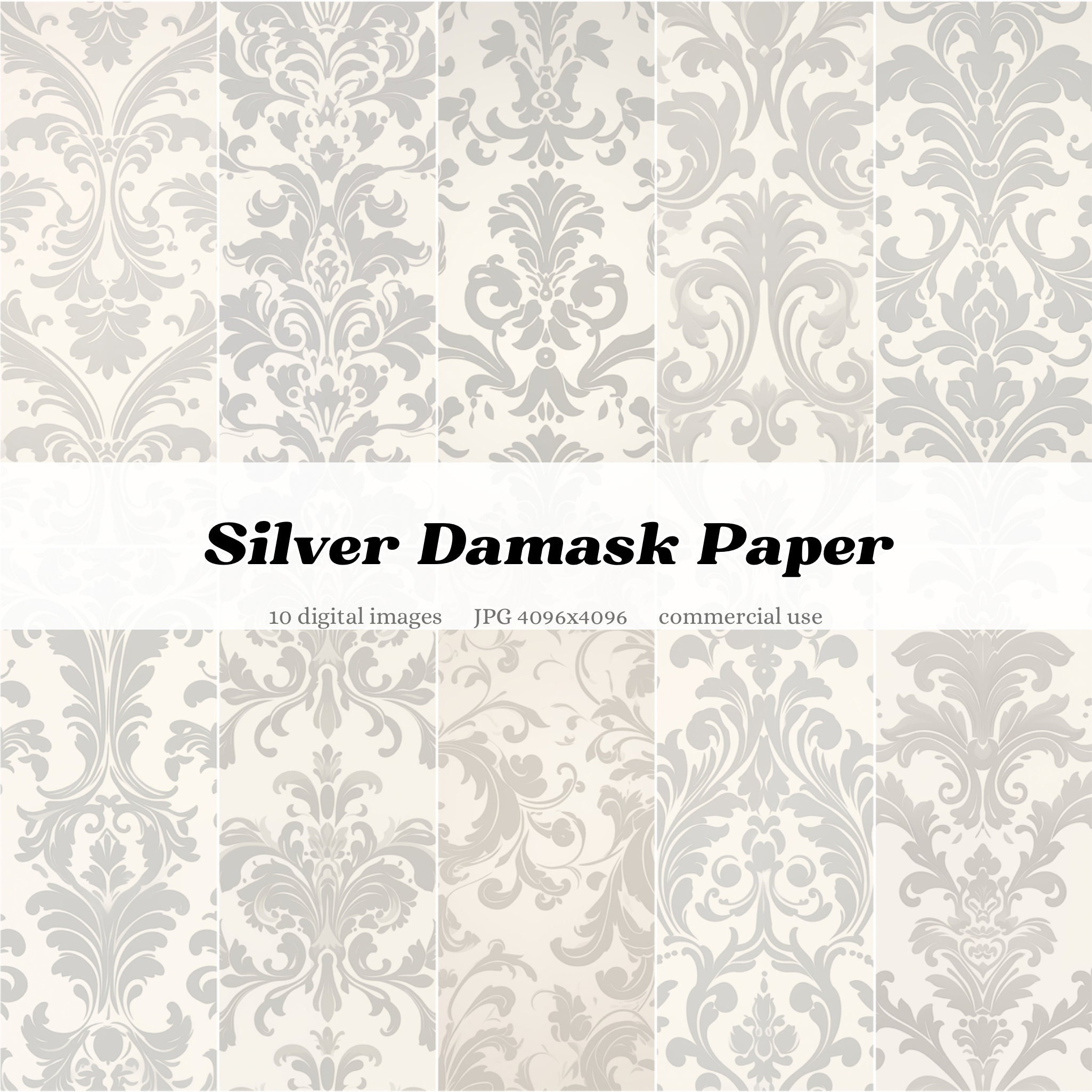 Light Silver Damask Paper Textures Grey Digital Overlay Clipart ...