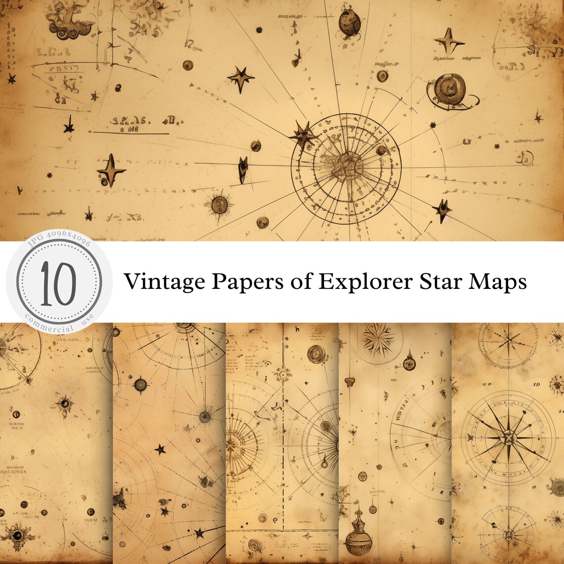 Old Vintage Papers of Explorer Star Maps Digital Antique Constellation ...