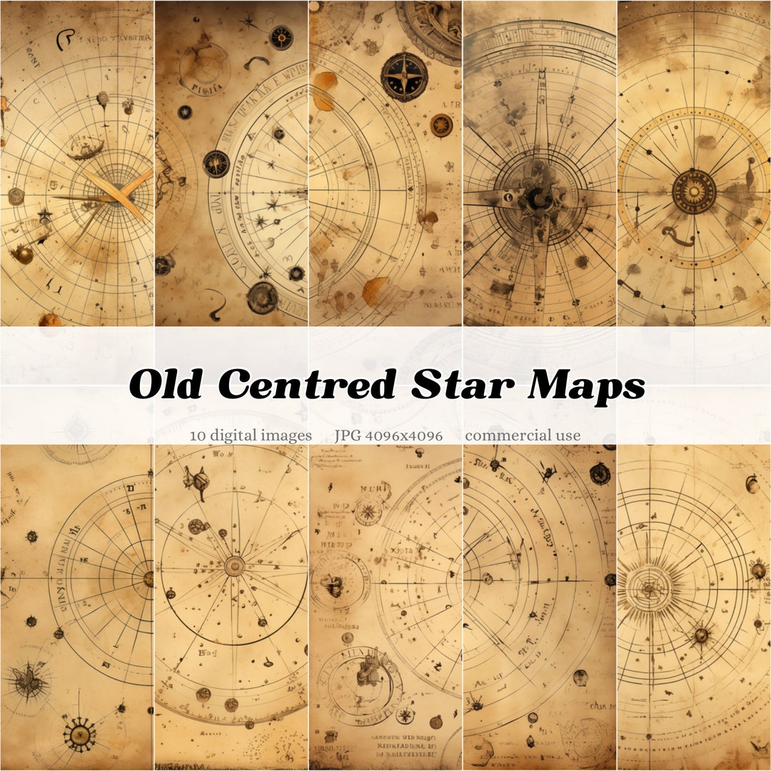 Old Centred Vintage Star Maps Digital Paper Antique Constellation ...