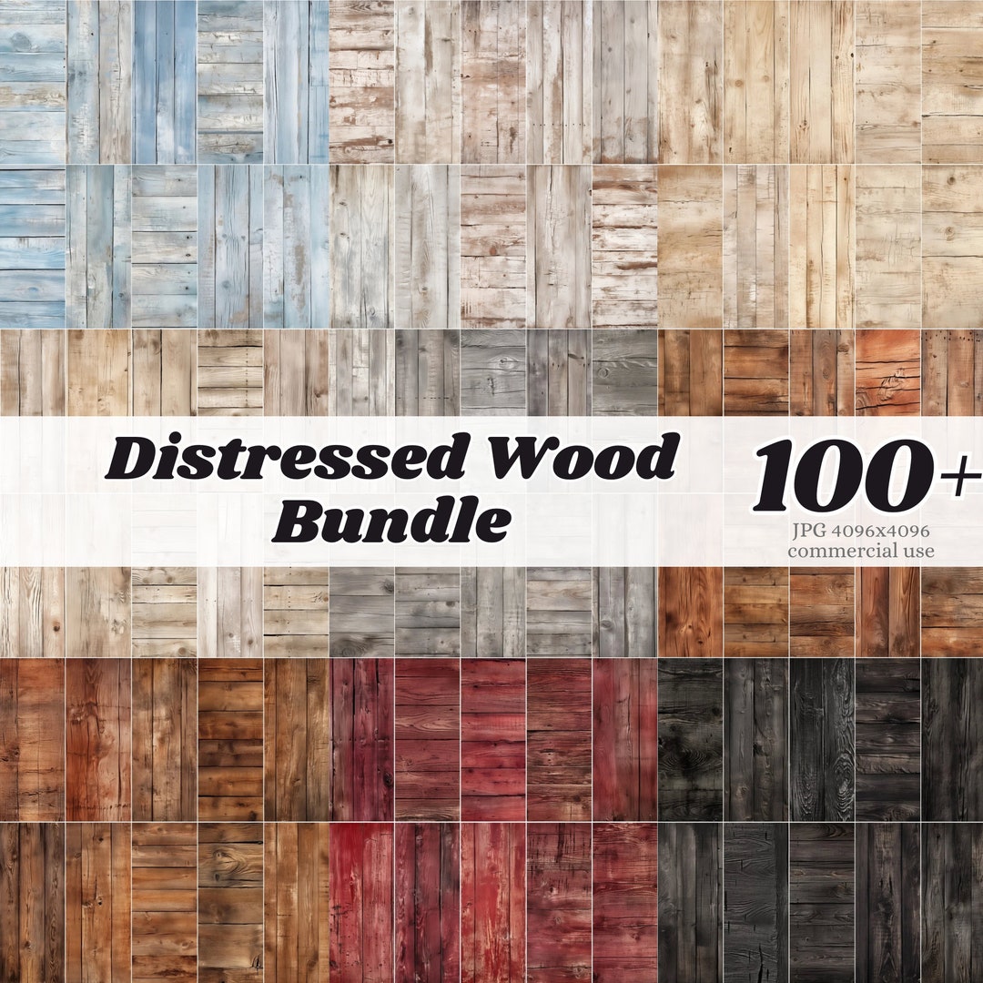 100 Distressed Wood Textures Bundle Digital Paper Grain Background ...
