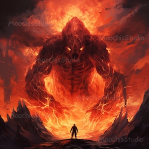 Fire Monster Scenery Digital Paper Overlay Clipart Background Woods ...