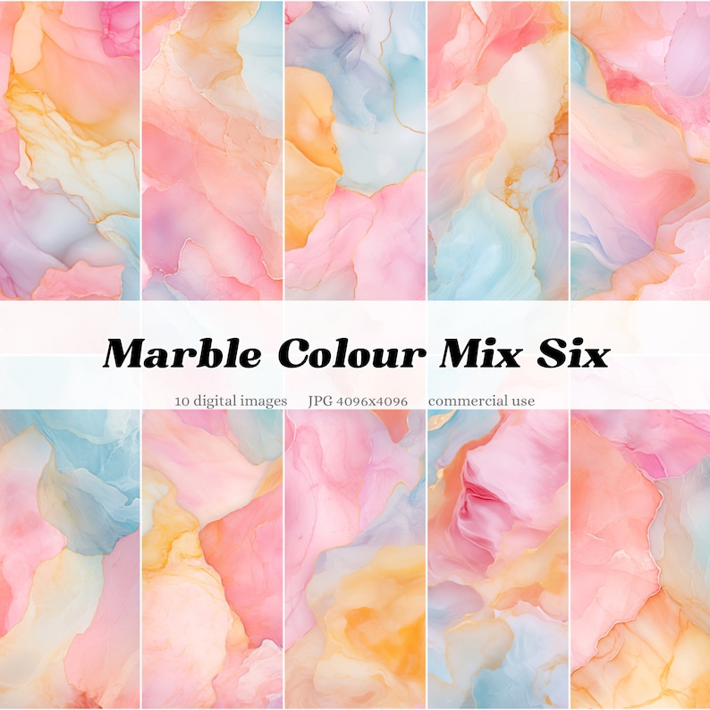 Colour Mix Marble Stone Bundle 6 Digital Paper Fine Art Overlay ...
