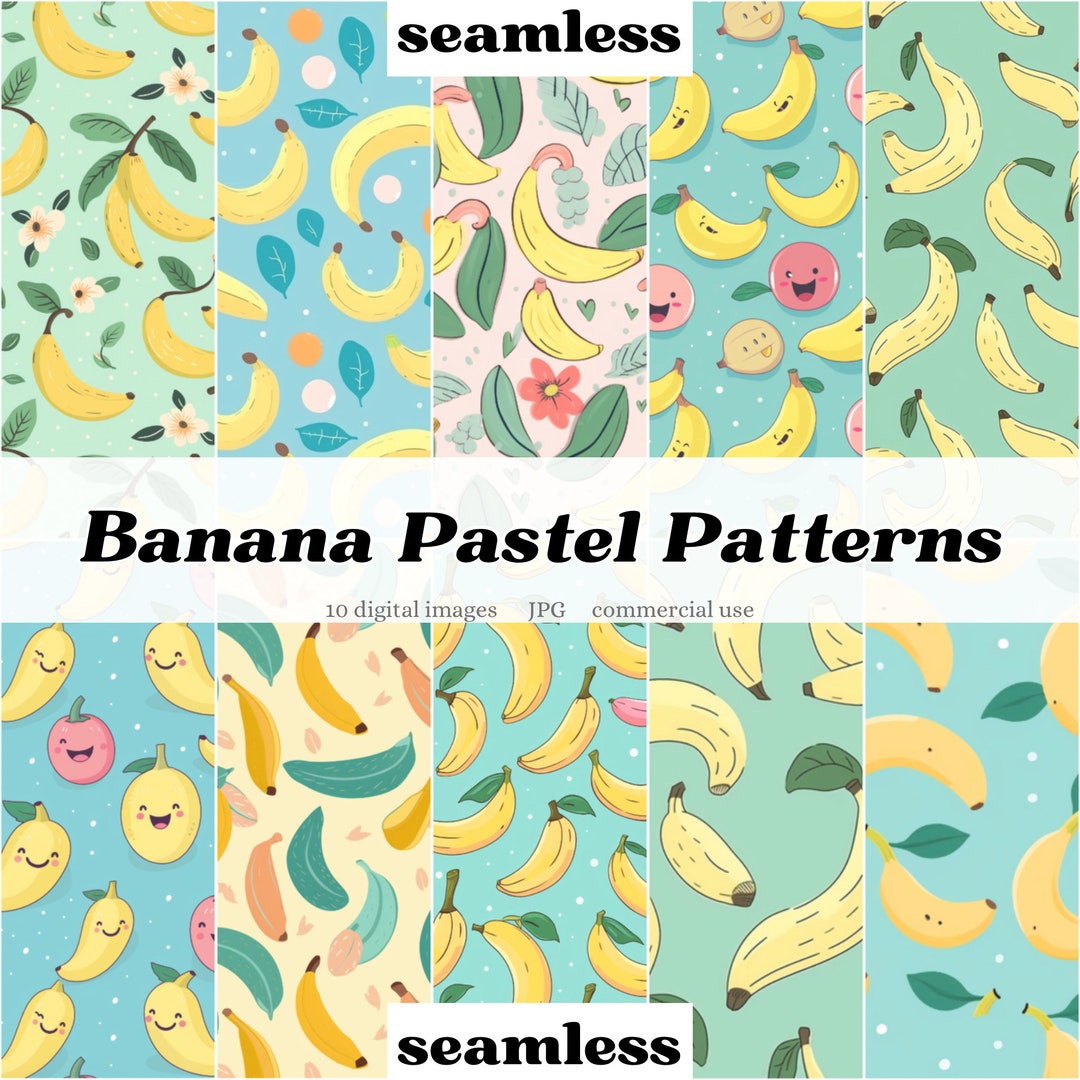 Bananas Pastel Patterns Mix Seamless Simple Pastel Gentle Cartoon ...