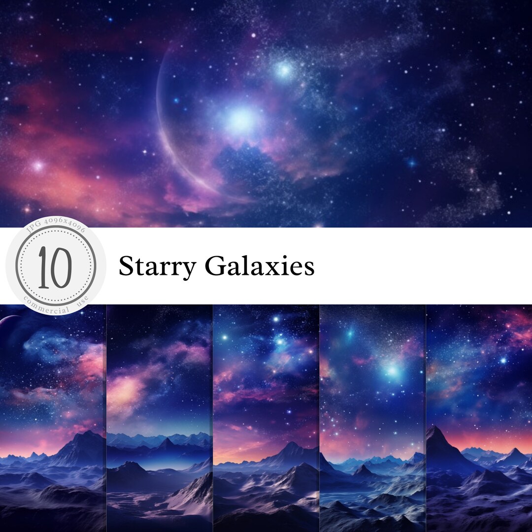 Starry Galaxy Horizon Digital Paper Overlay Clipart Backgrounds ...