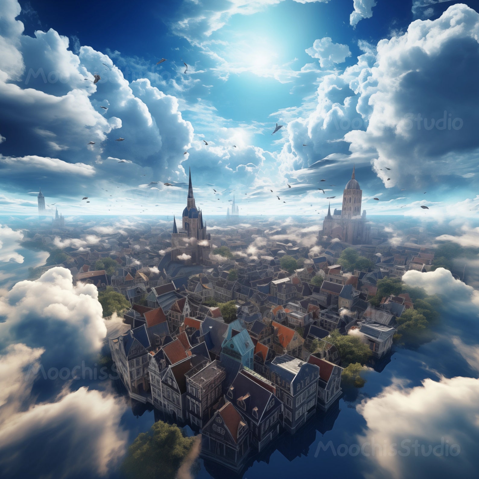 Skyscraper City Scenery Digital Paper Overlay Background Park ...