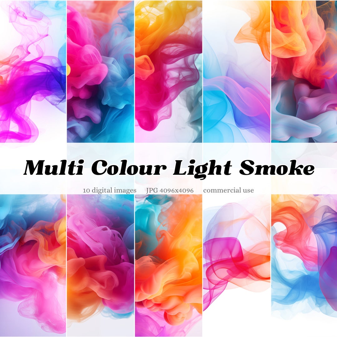 Multi Colour Smoke White Background Digital Paper JPG Textures ...