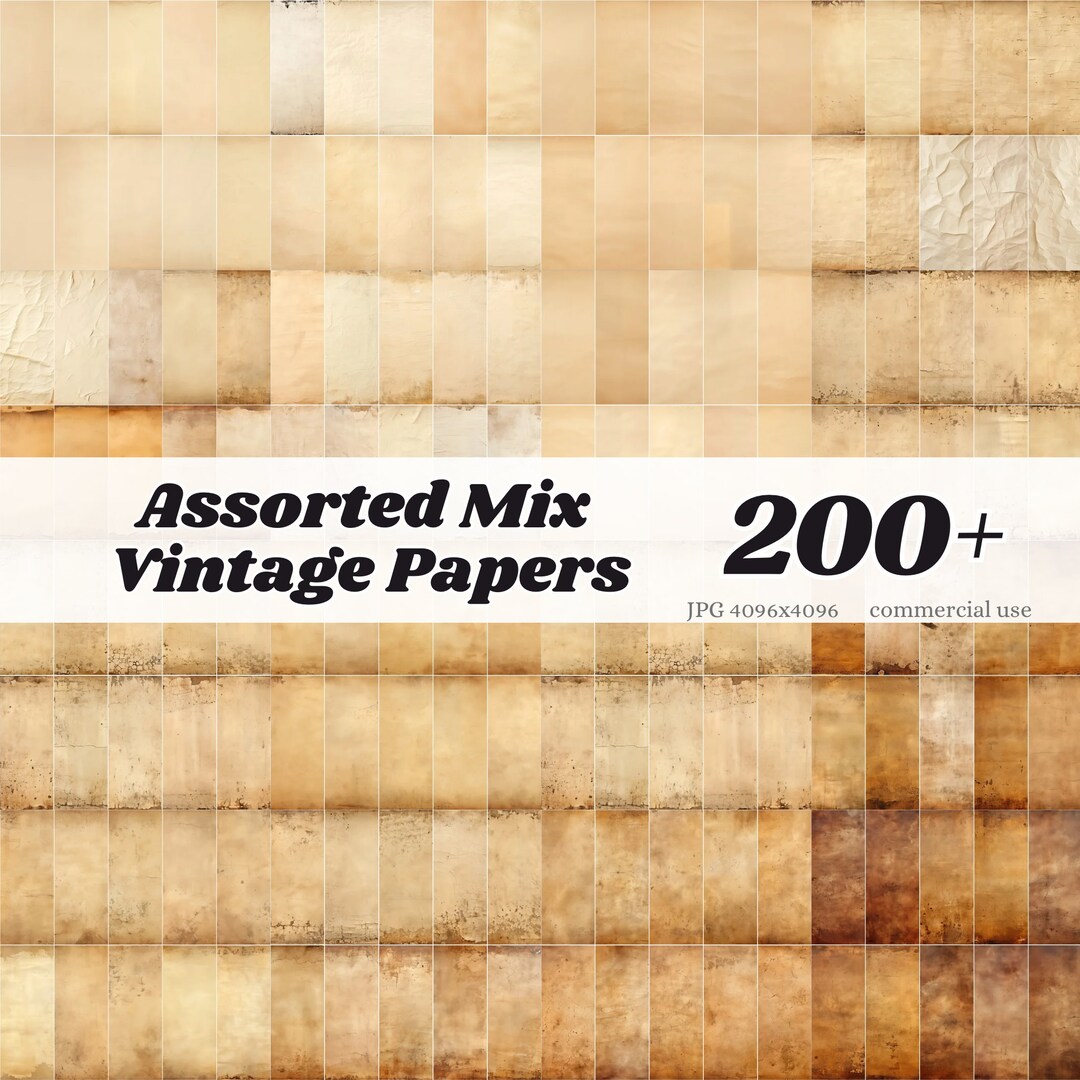200 Plain Old Vintage Paper Mixes Scrapbook Journal Digital Prints ...
