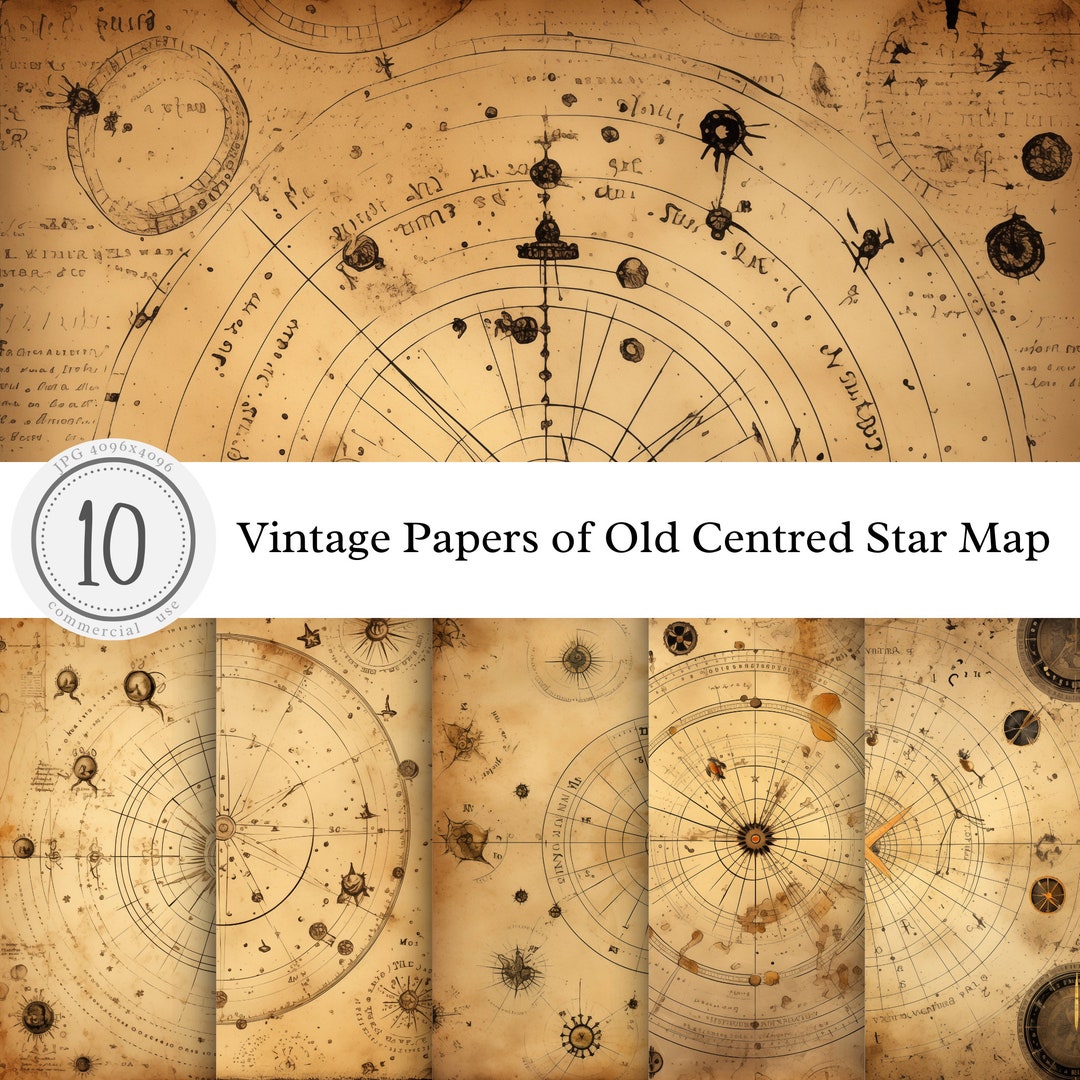 Old Centred Vintage Papers of Star Maps Digital Antique Constellation ...