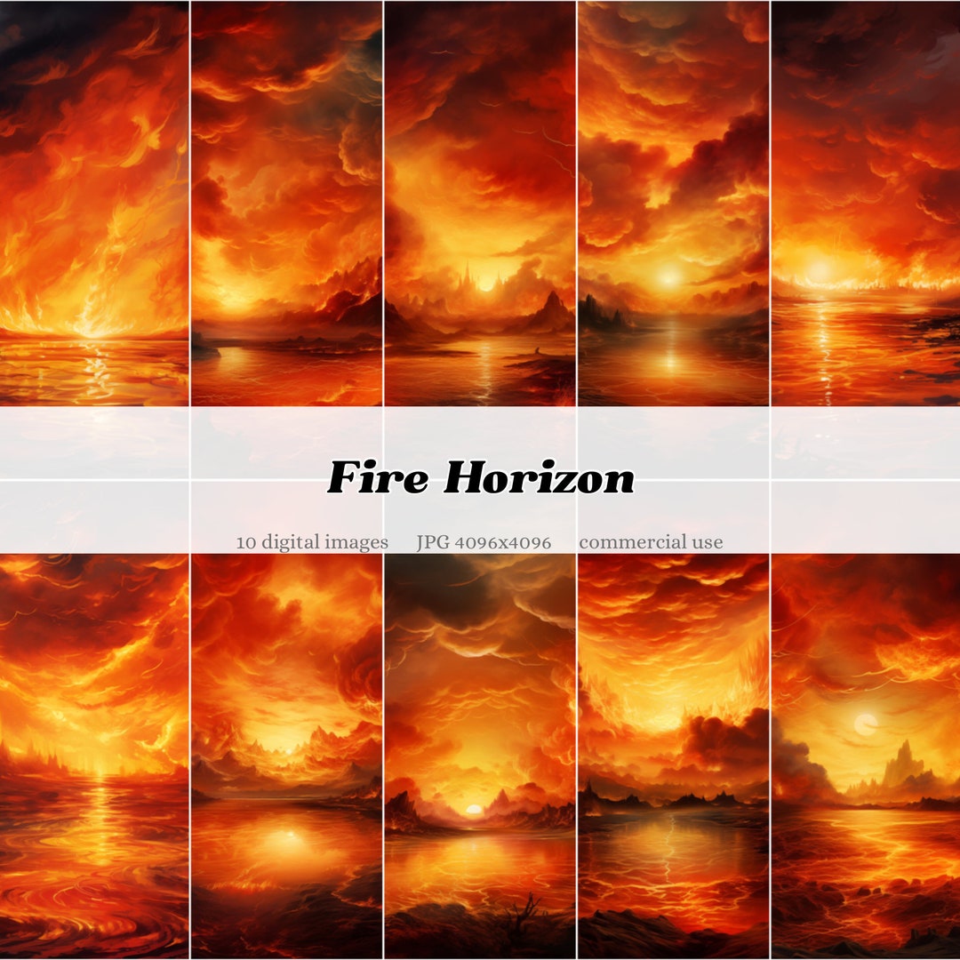 Fire Horizon Scenery Digital Paper Overlay Clipart Background Woods ...