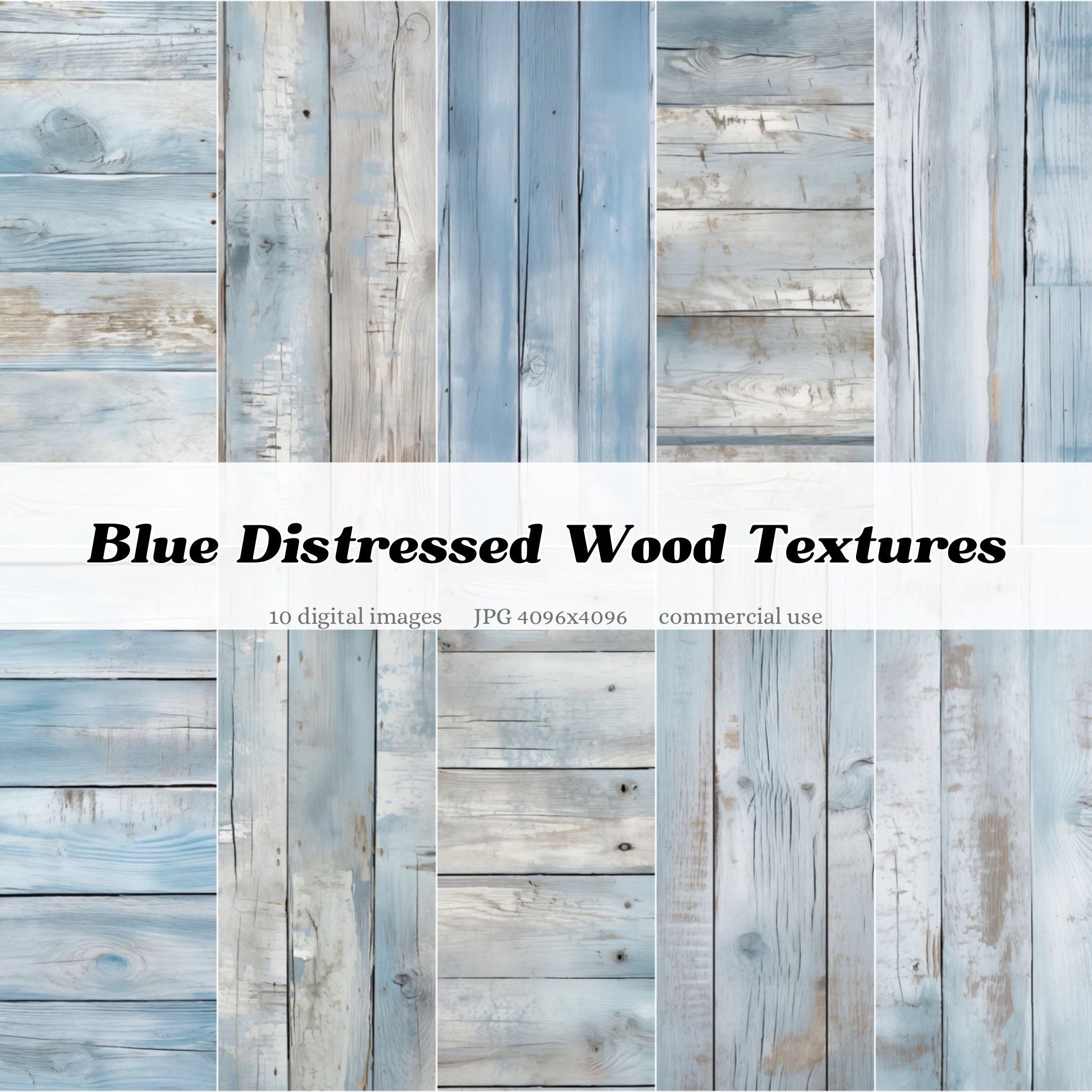 Blue Distressed Wood Textures Digital Paper Light Pastel Background ...