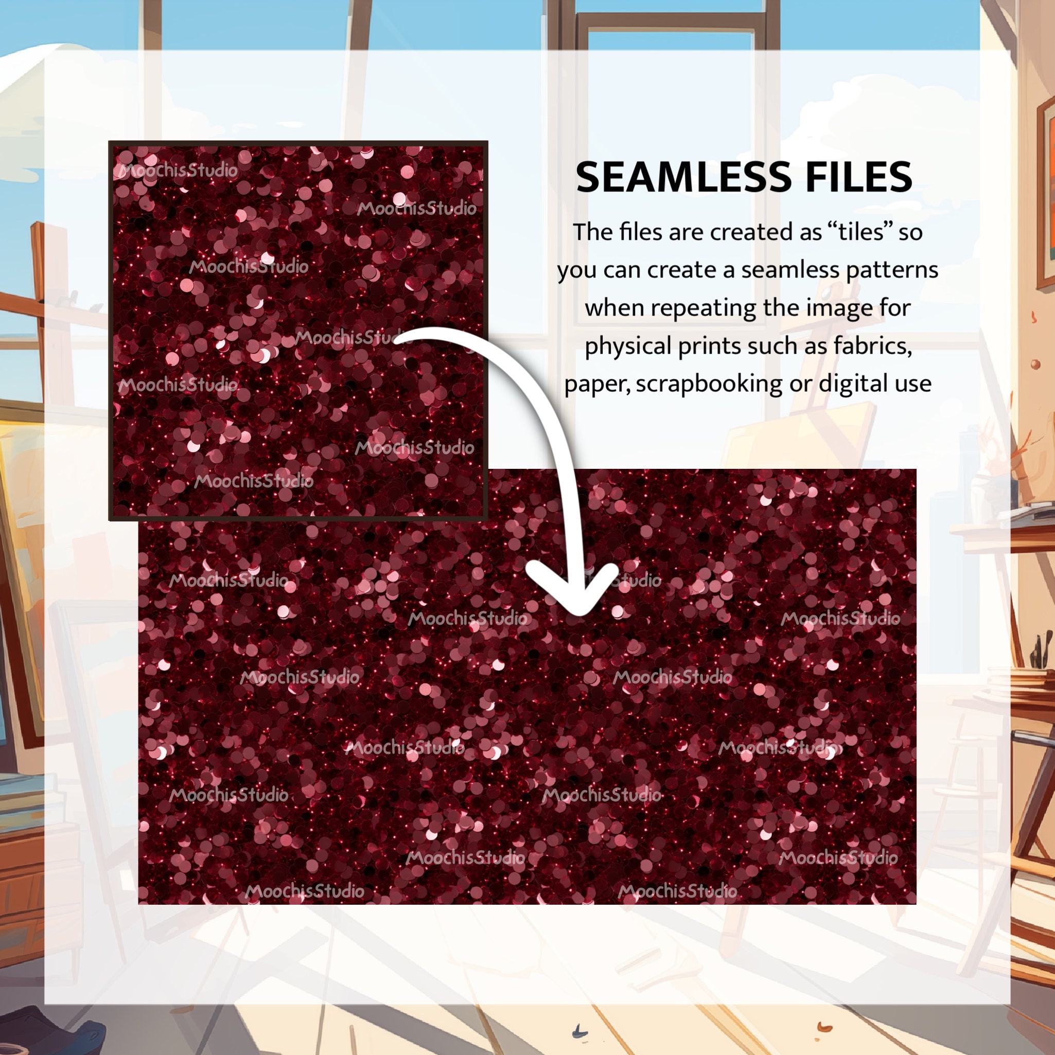 Burgundy Large Glitter Sparkles Shimmer Seamless Pattern Digital ...