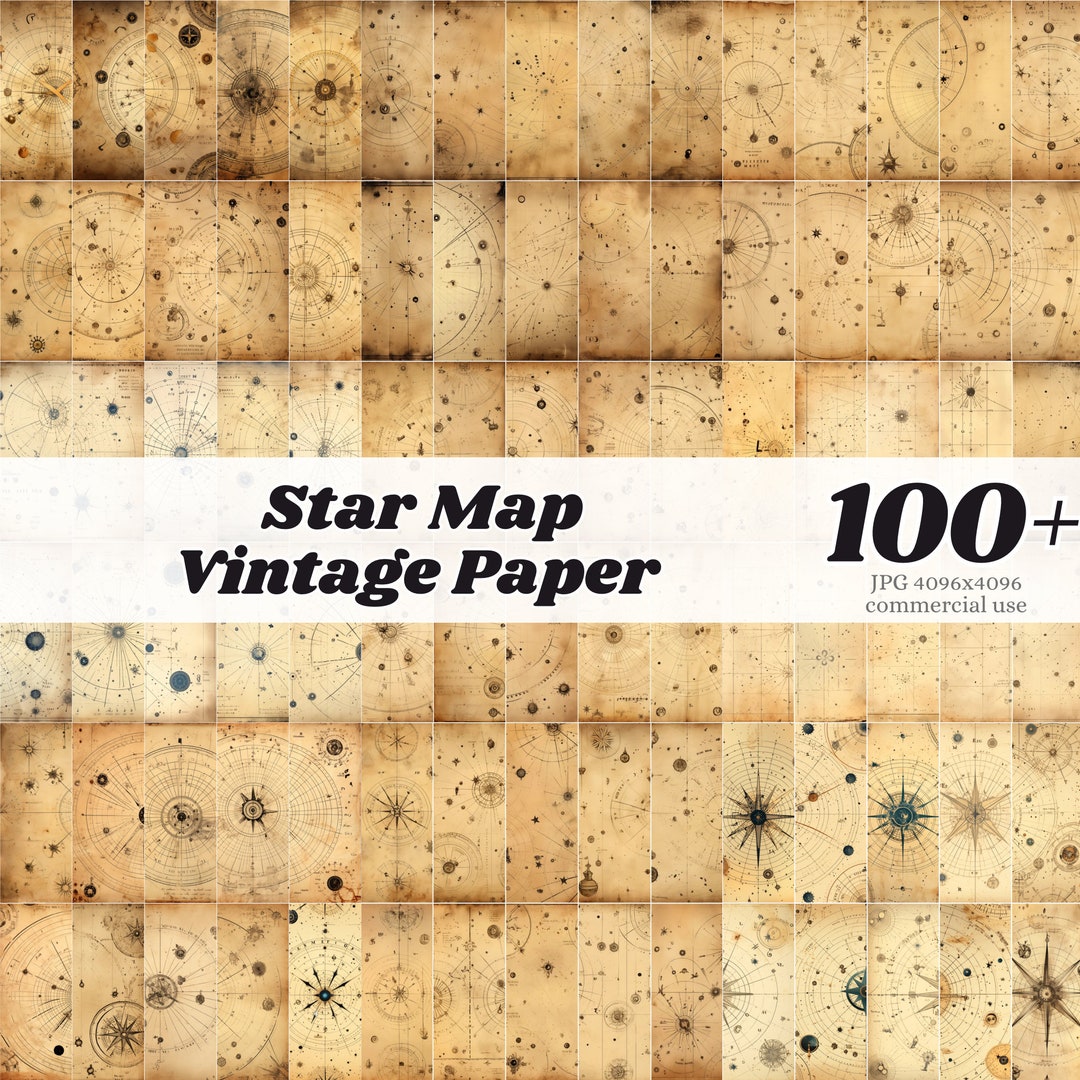 100 Vintage Star Maps Digital Paper Antique Constellation Celestial ...