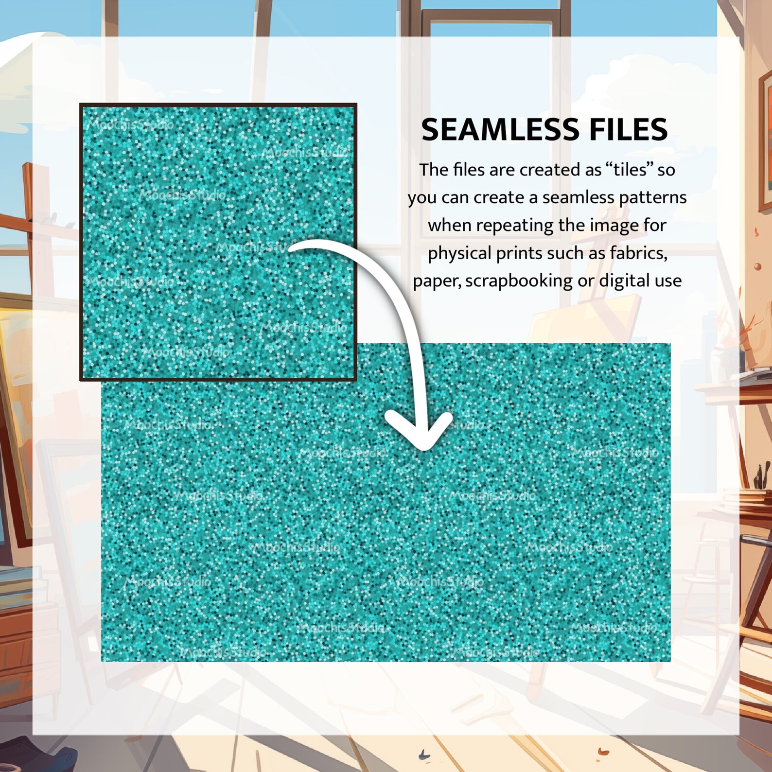 Turquoise Shiny Small Glitter Sparkles Shimmer Blue Green Seamless ...