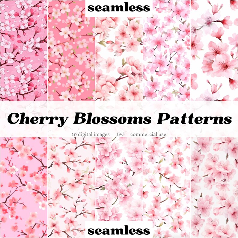 Pink Cherry Blossoms Seamless Patterns Tile Sakura Background Textures ...