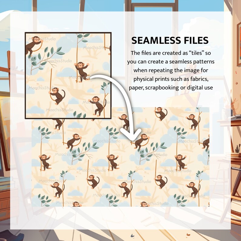 Monkeys Seamless Pastel Patterns Ape Gorilla Chimpanzee Gentle Digital ...