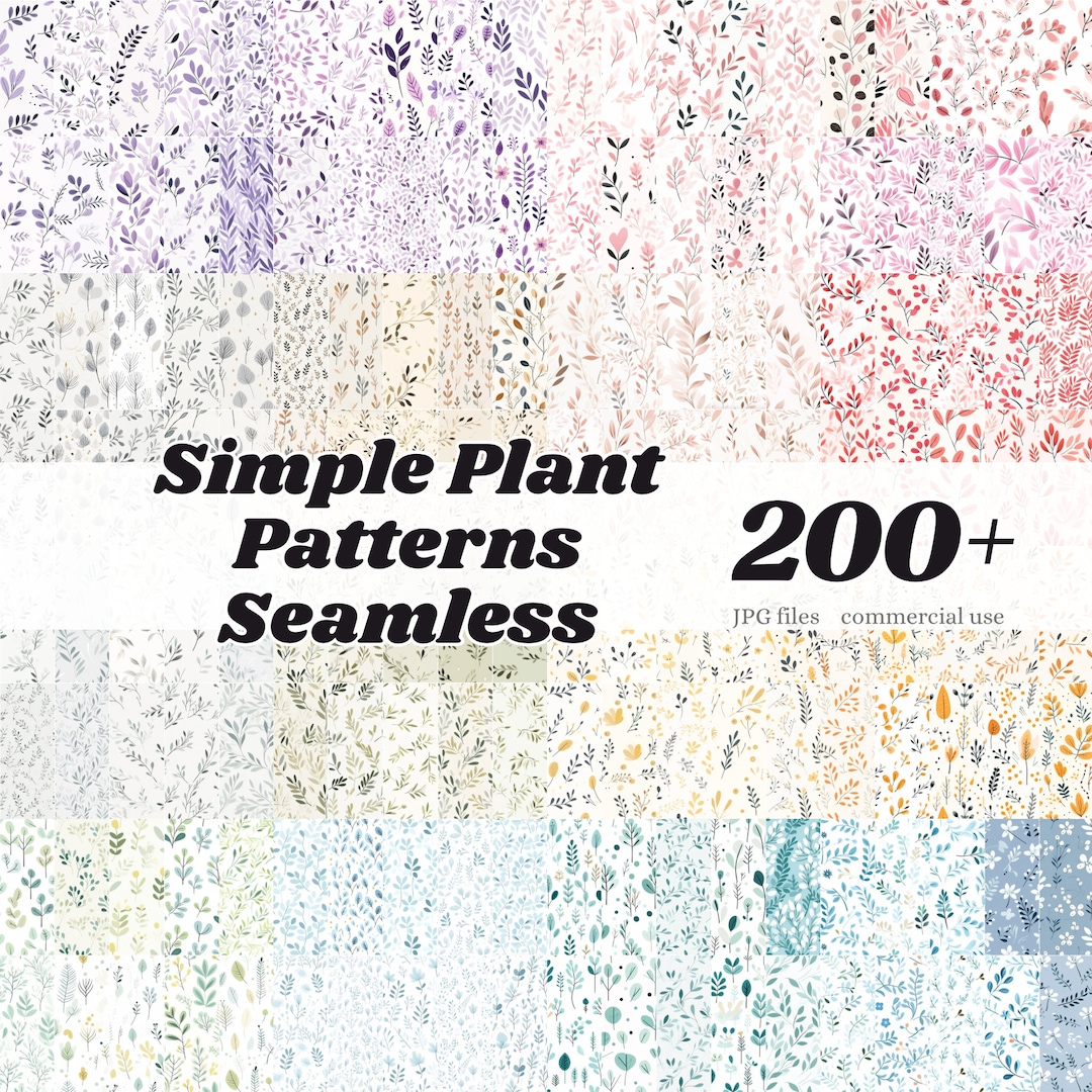 200 Simple Seamless Leaf Patterns Gentle Minimal Floral Plants Leaves ...