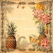 Pineapple Vintage Paper Mix Fruit Overlay Clipart Simple Gentle Leaves ...