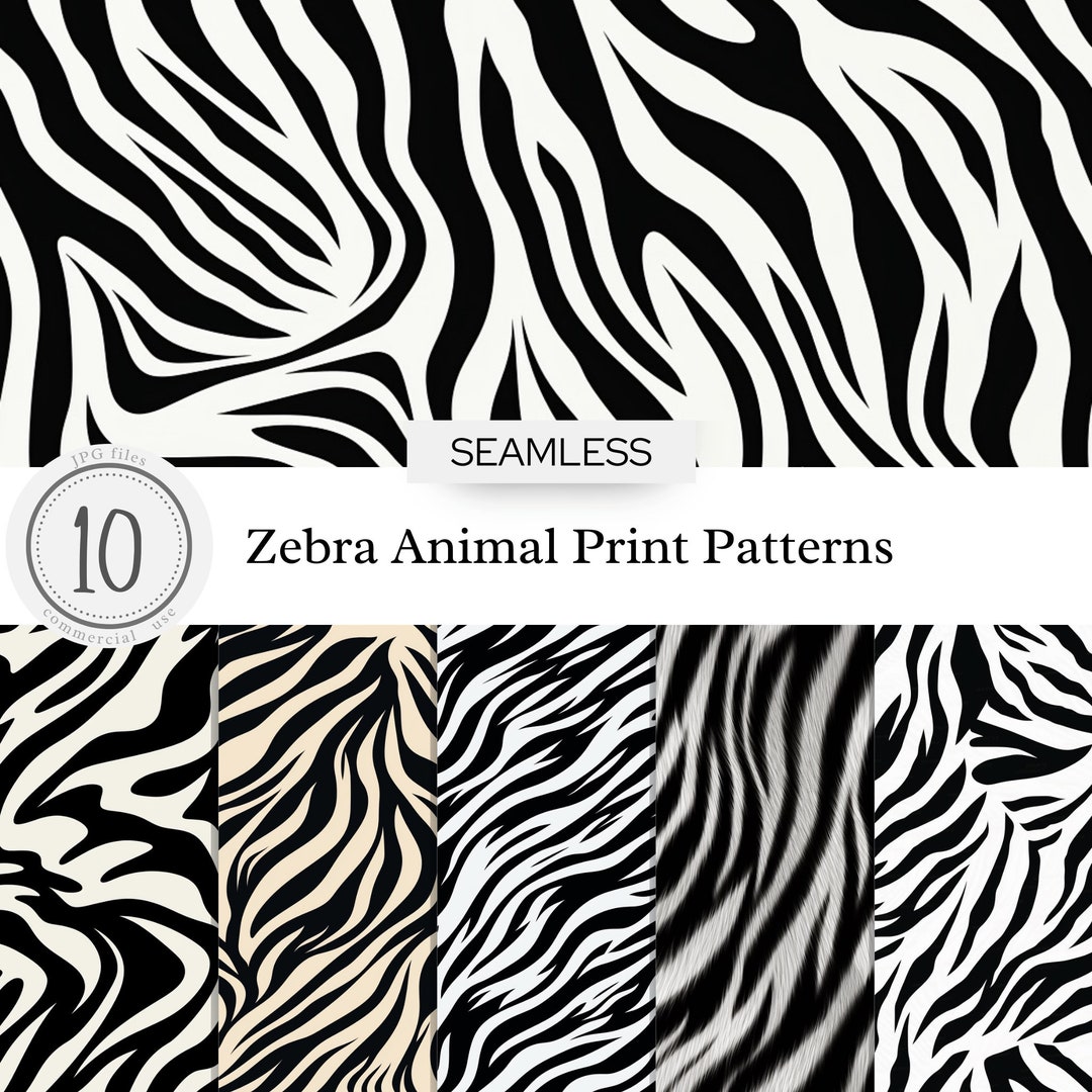 Zebra Print Seamless Patterns Animals Furs, Skins, Hides Digital ...