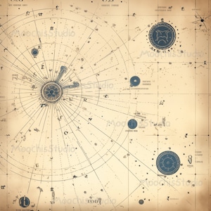 Light Blue Vintage Star Maps Digital Paper Antique Constellation ...