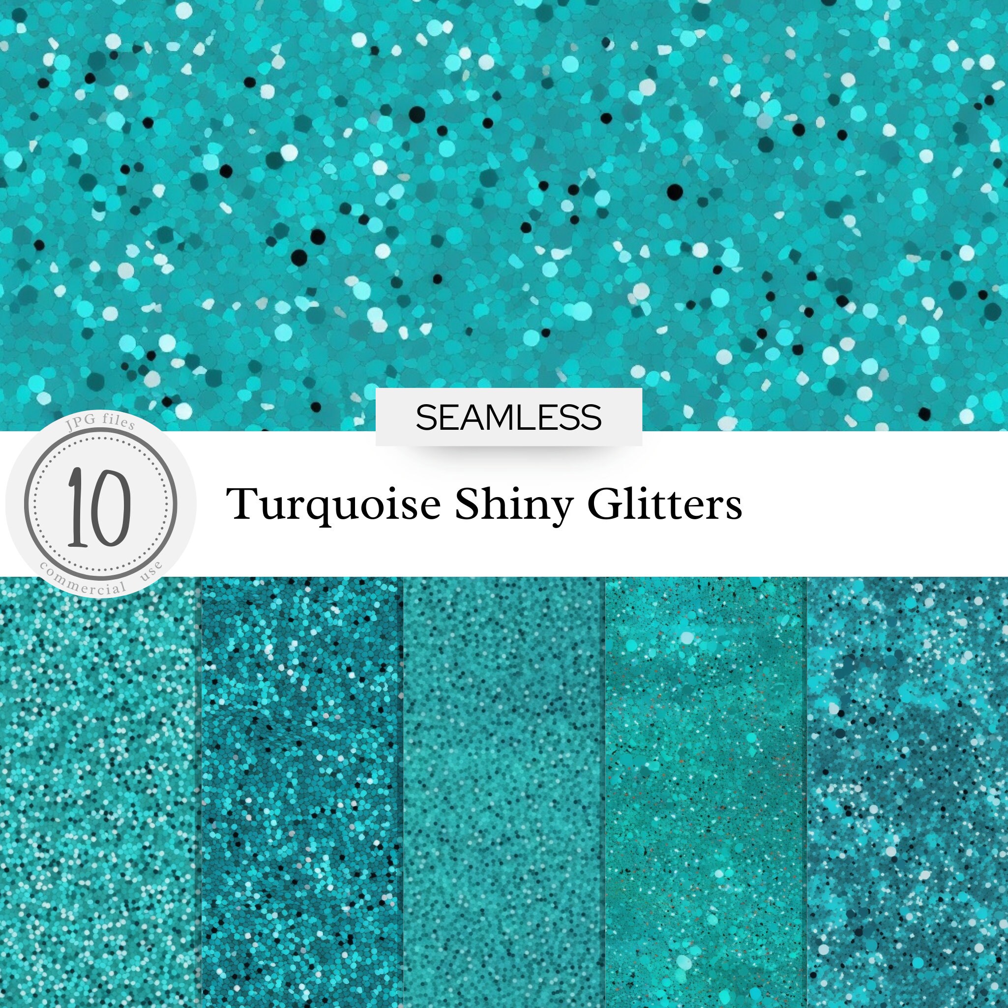 Turquoise Shiny Small Glitter Sparkles Shimmer Blue Green Seamless ...