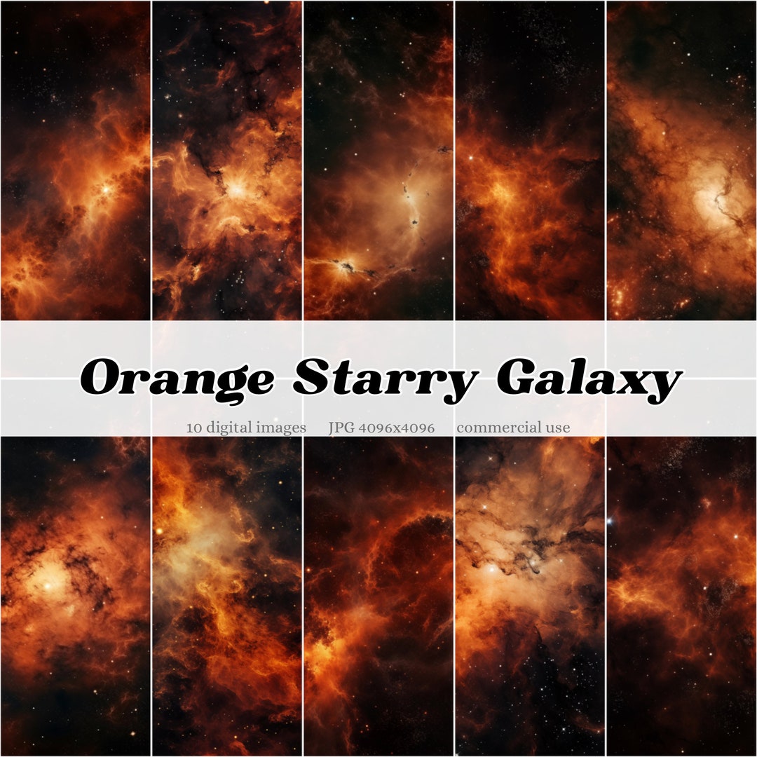 Orange Starry Galaxy Digital Paper Overlay Clipart Backgrounds ...