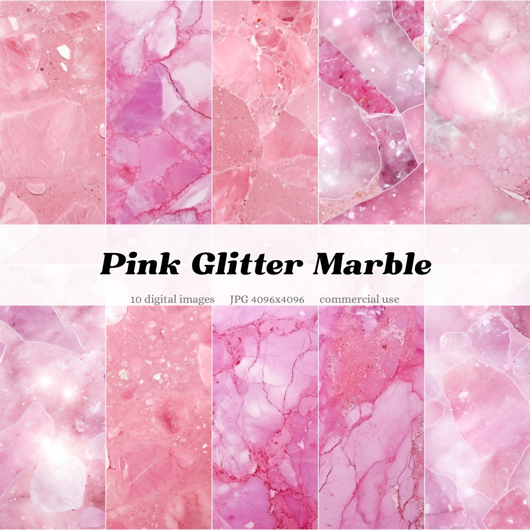 Pink Glitter Marble Stone Bundle Shimmer Digital Paper Fine Art Overlay ...