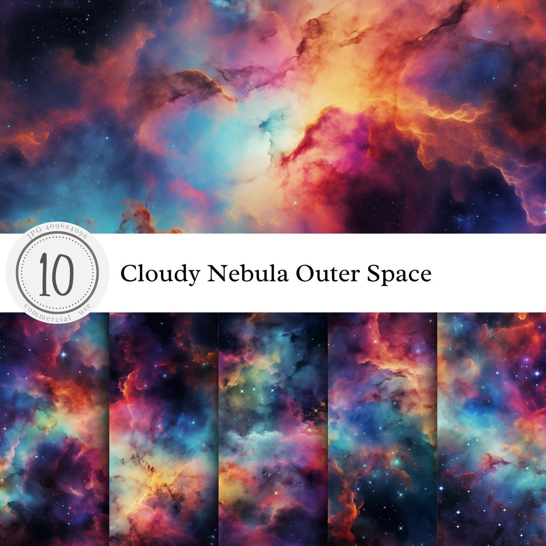 Cloudy Nebula Outer Space Digital Paper Overlay Clipart Backgrounds ...