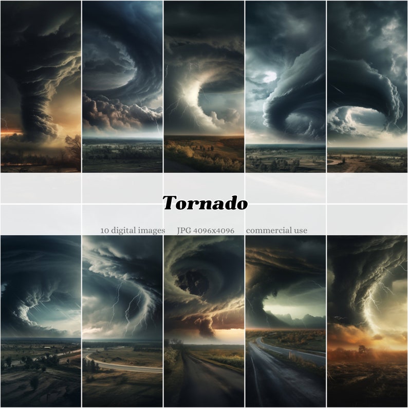 Tornado Scenery Digital Paper Overlay Clipart Background Storm ...