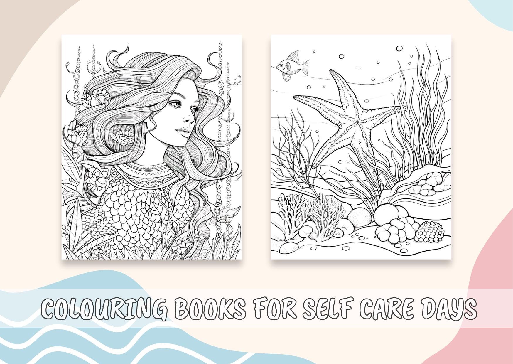 Under the Sea Coloring Book Little Mermaid Fish Starfish Dolphins Coral ...