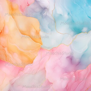 Pastel Rainbow Colour Mix Marble Stone Digital Paper Fine Art Overlay ...