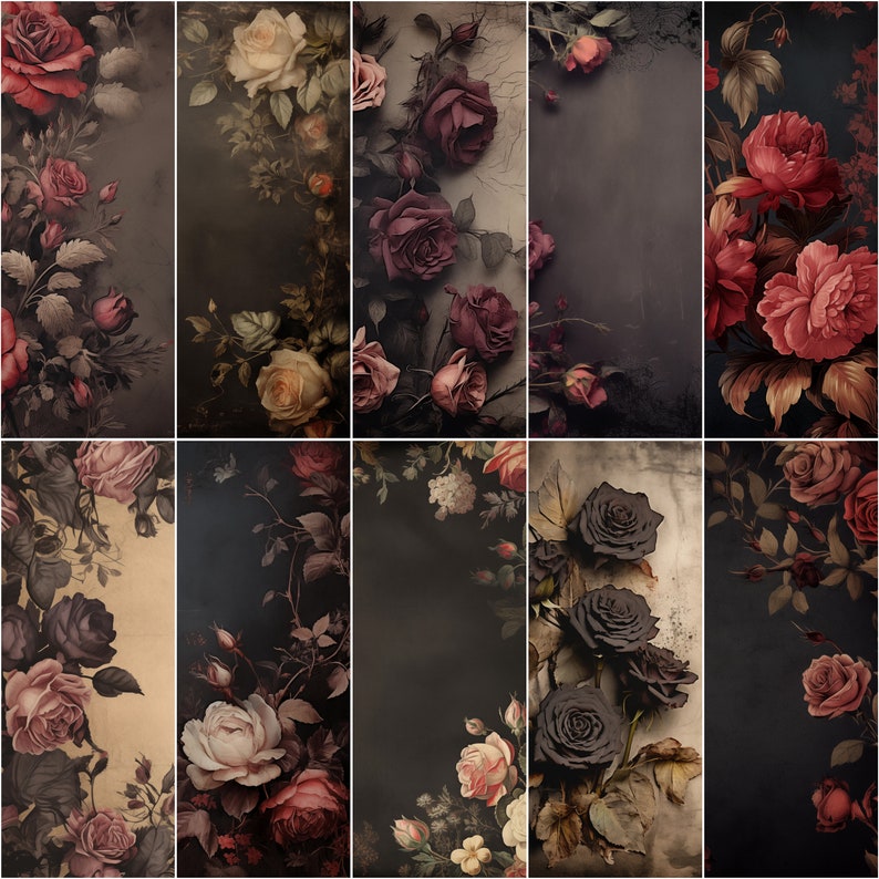 100 Roses Vintage Paper Textures Digital Paper Overlay Background ...