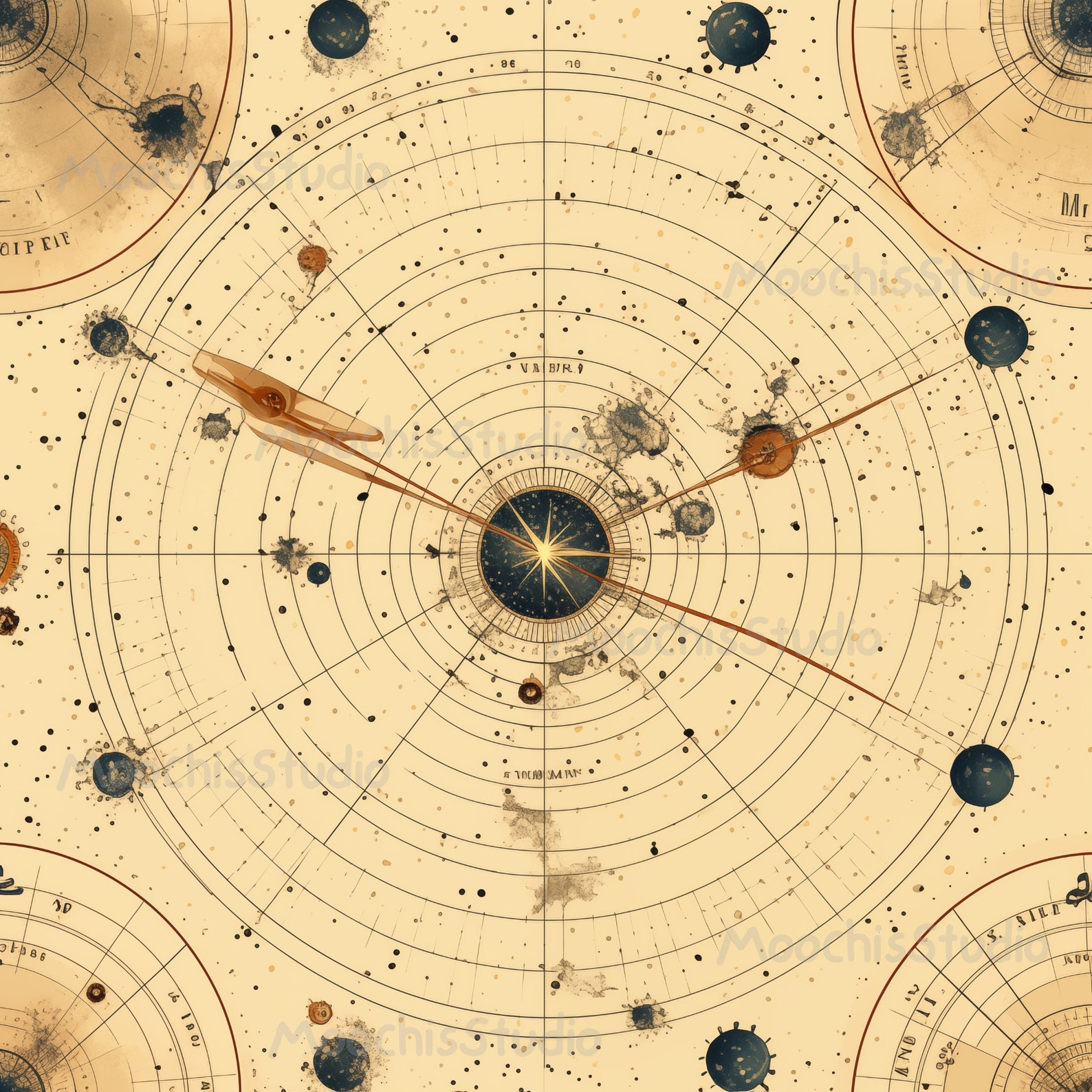 Centred Vintage Star Maps Digital Paper Antique Constellation Celestial ...