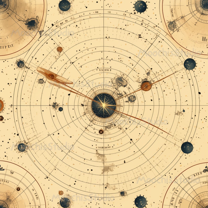 Centred Vintage Star Maps Digital Paper Antique Constellation Celestial ...