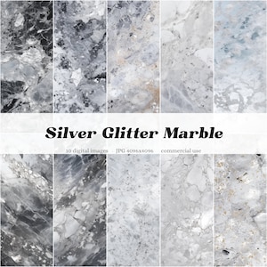 Silver Glitter Marble Stone Bundle Shimmer Digital Paper Fine Art ...