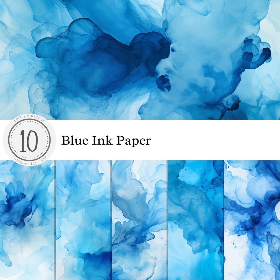 Blue Ink Digital Paper Backgrounds Textures Scrapbooking Journaling ...
