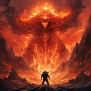 Fire Monster Scenery Digital Paper Overlay Clipart Background Woods ...