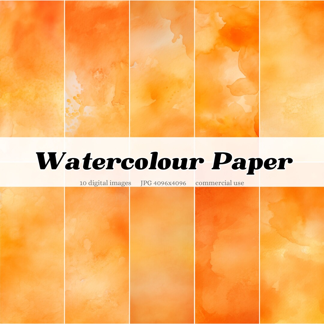 Orange Watercolour Paper Textures Digital Overlay Clipart Scrapbook ...
