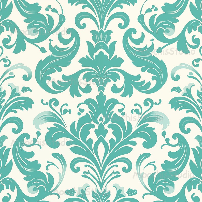 Light Teal Damask Paper Textures Blue Green Bright Pastel Digital ...