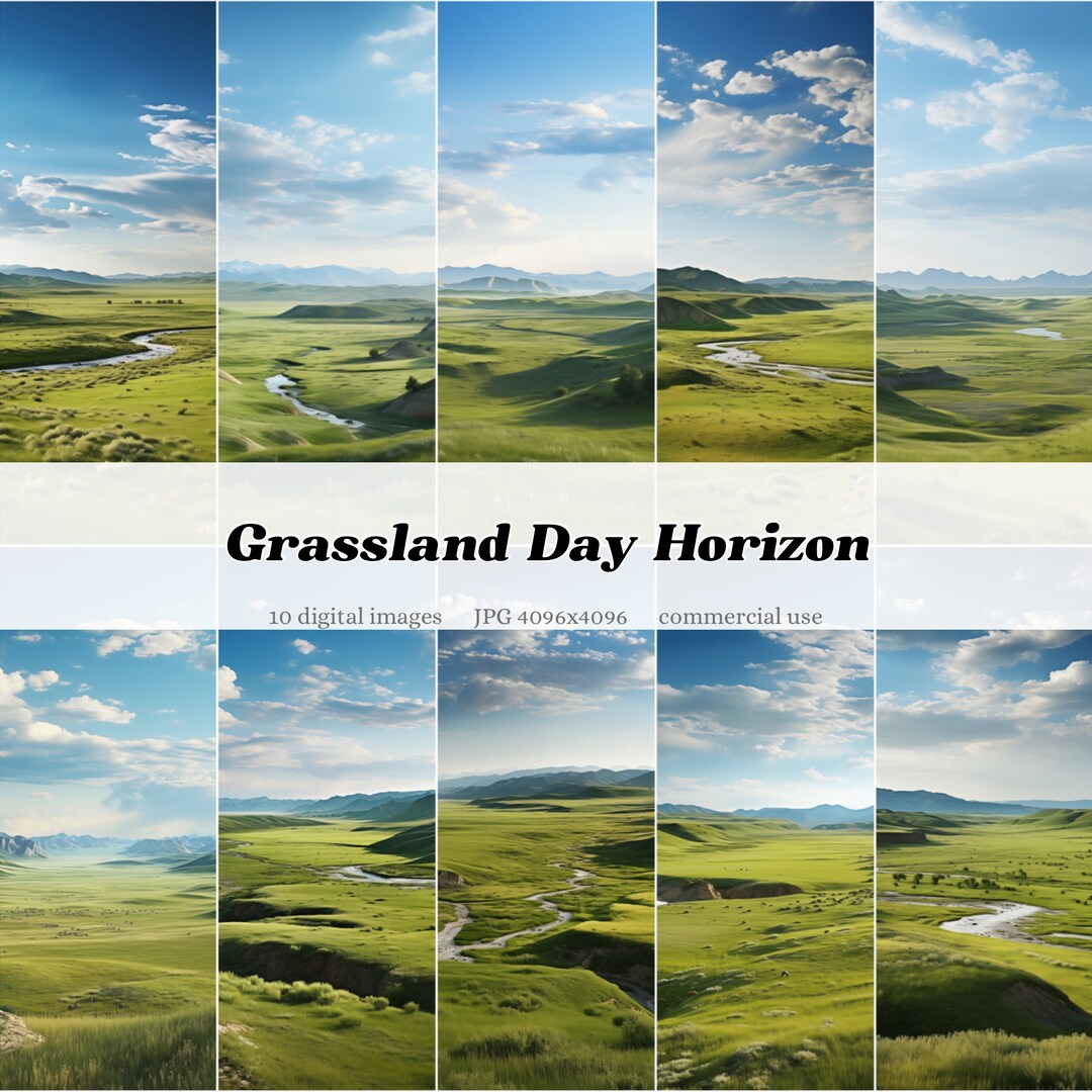 Grasslands Day Horizon Digital Paper Overlay Background Ocean Sea Hike ...