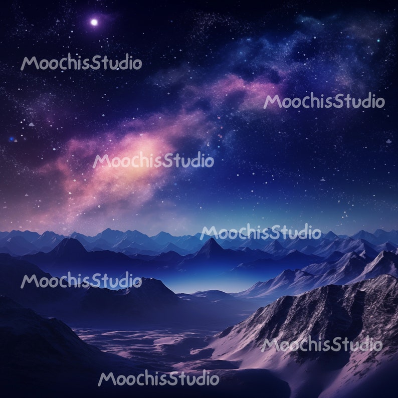 Starry Galaxy Horizon Digital Paper Overlay Clipart Backgrounds ...
