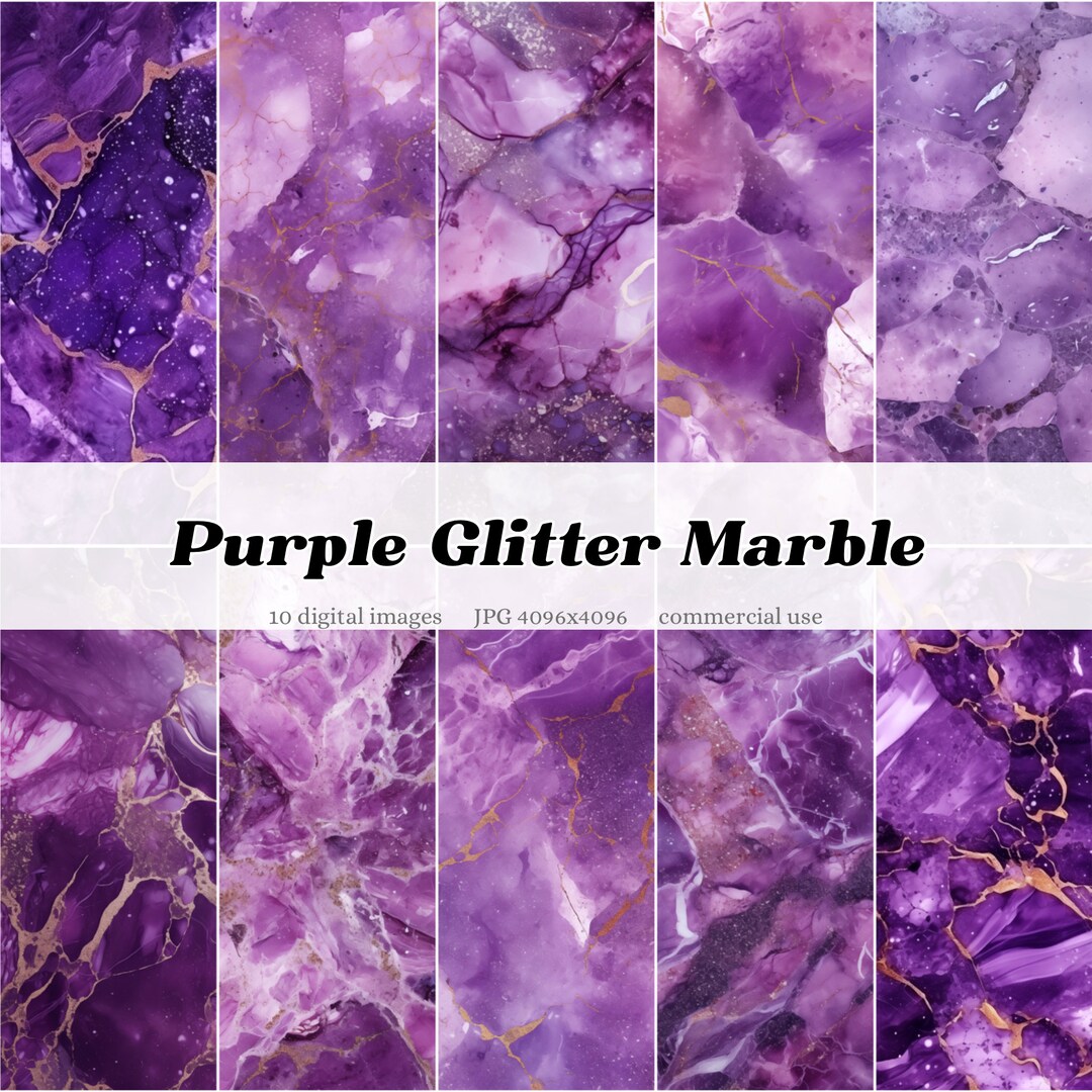 Purple Glitter Marble Stone Bundle Shimmer Digital Paper Fine Art ...