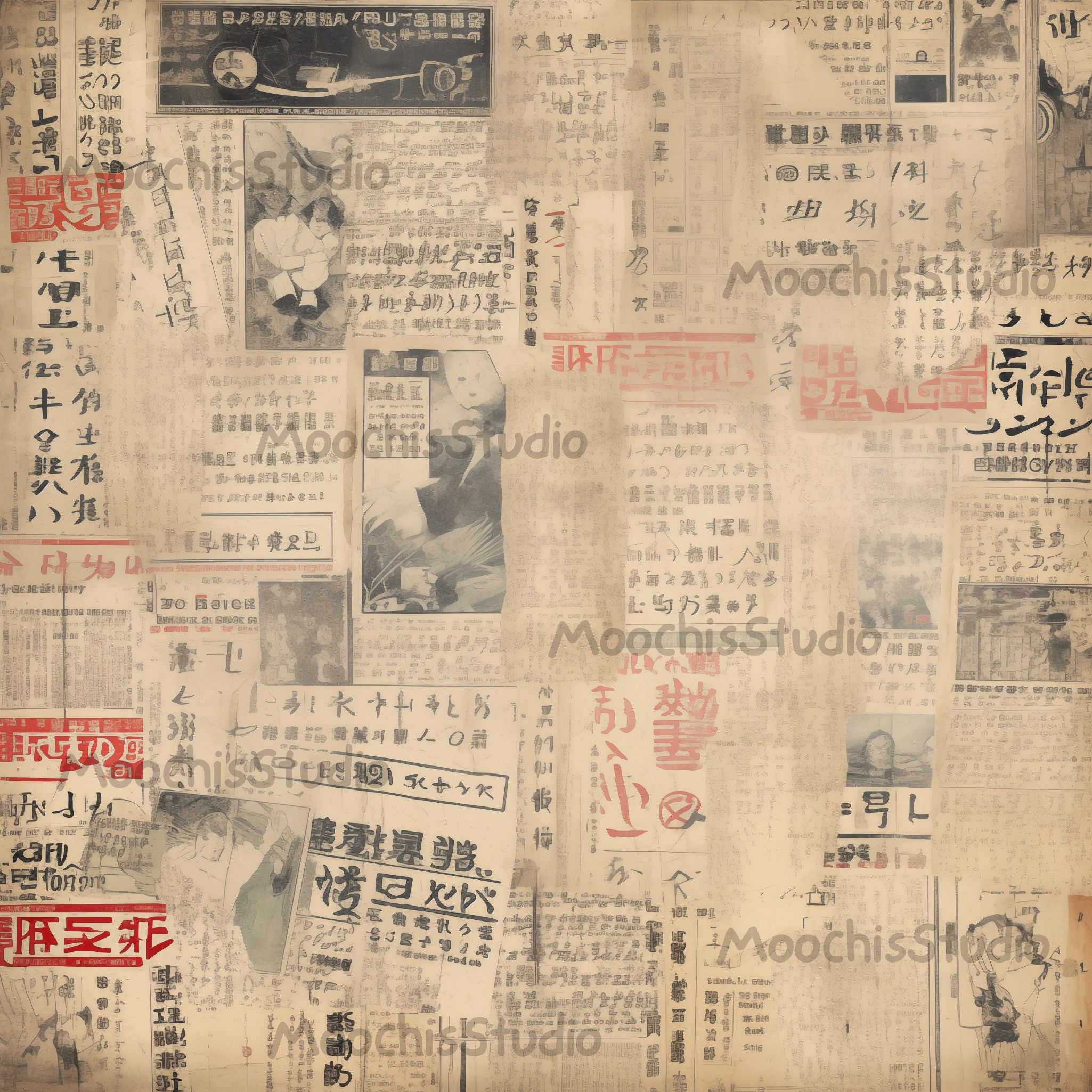 Vintage Japanese Newspapers Old Papers Antique Calligraphy Hieroglyphs ...