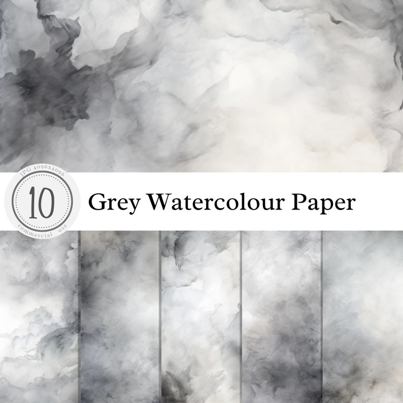 Grey Watercolour Paper Textures Digital Overlay Clipart Scrapbook ...